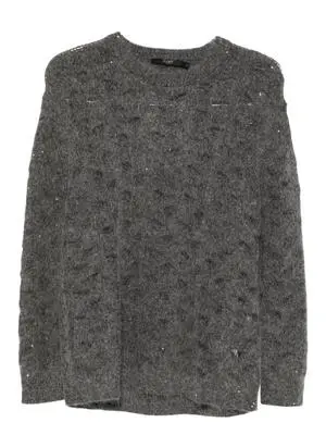 Seventy Sequin-embellished Open-knit Sweater - Grey