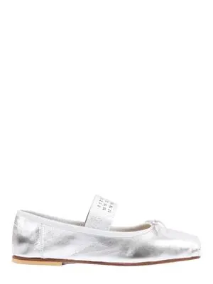 MAISON MARGIELA MM6 Maison Margiela Silver Metallic Logo Ballet Flats