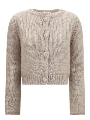 FORTE_FORTE Forte Forte Chunky Knit Round Neck Cardigan Beige