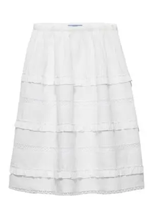 Prada Embroidered Linen Skirt - White