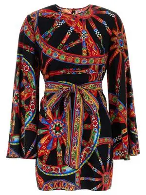 Dolce & Gabbana Printed Stretch Crepe Dress - Multicolor