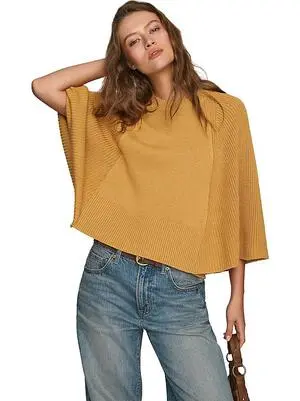 Anthropologie By Anthropologie Cotton Wool Cape Sweater Camel