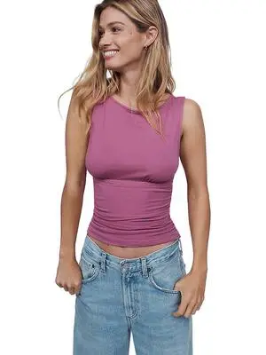 Maeve Ruched Boat-neck Tank Top - Red