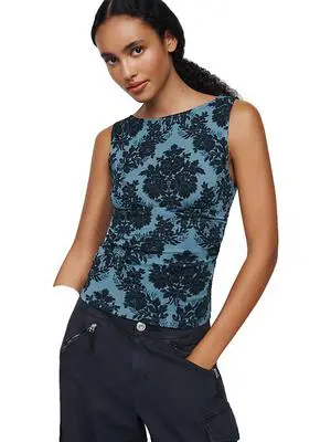 Maeve Ruched Boat-neck Tank Top - Slate