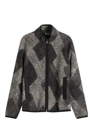 Moncler Zip Up Wool Jacquard Jacket - Grey