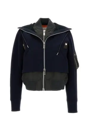 Sacai Hybrid Bomber Hoodie - Blue