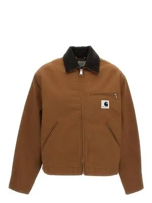 Carhartt Work In Progress W' Og Detroit Jacket In Cotton Canvas - Marrone