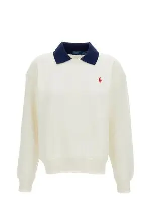 Polo Ralph Lauren Polo Ralph Lauren Crewneck Sweatshirt With Contrast Collar Bianco