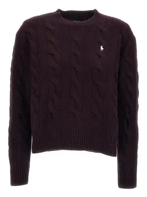 Polo Ralph Lauren Pullover A Trecce Girocollo - Marrone