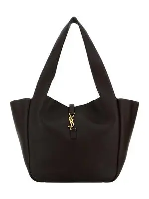 Saint Laurent Le 5 À 7 Bea Shopping Bag In Deer Leather With Golden Metal Finishing - Brown