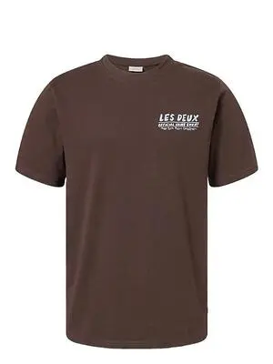 LES DEUX Record Cotton T-shirt - Brown