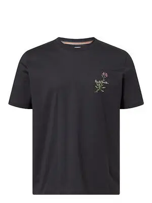 Paul Smith Floral-embroidered Cotton T-shirt - Black