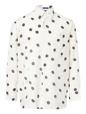 Paul Smith Polka-dot Semi-sheer Wool-blend Shirt - White