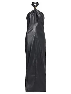 4TH & RECKLESS Halter-neck Faux Leather Midi Dress - Black