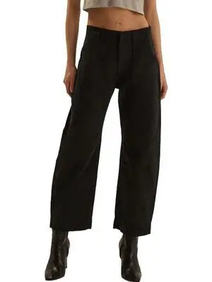 FAVORITE DAUGHTER The Major Wide Leg Crop Pants - Black