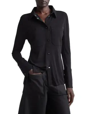 COURREGES Two-pocket Stretch Jersey Snap Front Shirt - Black