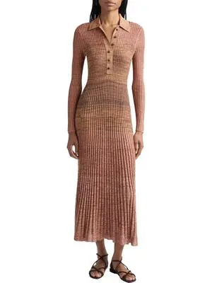 Zimmermann Mouliné Rib Polo Sweater Dress - Chocolate Multi
