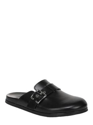 Vince Genuine Calf Hair Loafer Mule With Buckle - Black
