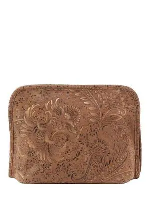 Hobo Embossed Leather Cosmetic Pouch - Mink Folklore