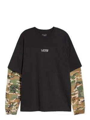 VANS Easy Living Layered Cotton Graphic T-shirt - Black