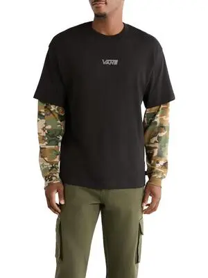 VANS Easy Living Layered Cotton Graphic T-shirt - Black