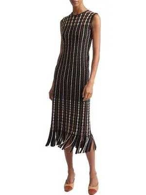 Ulla Johnson Amina Fringe Knit Midi Dress - Noctis