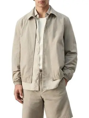 Mango Slim Fit Textured Cotton Zip-up Shirt Jacket - Beige