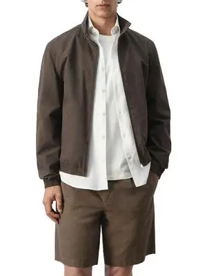 Mango Straight Cotton Blend Jacket - Brown