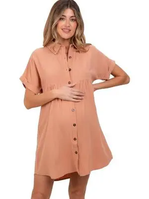PINKBLUSH PinkBlush Dolman Sleeve Linen Shirt Dress