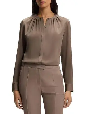 BOSS Banorah Stretch Silk Top - Walnut
