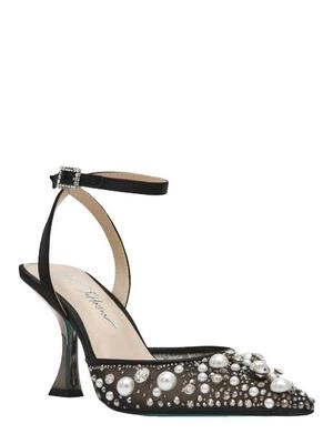 Betsey Johnson Embellished Pointed Toe Pumps - Black