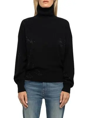 Zadig&Voltaire Souly Cashmere Turtleneck Sweater With Embellishments - Black