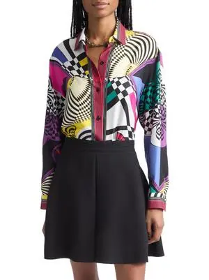 Versace Teatro Print Silk Foulard Button-up Shirt - Multicolor