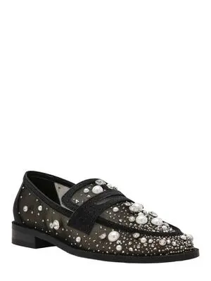 Betsey Johnson Maren Crystal Embellished Mesh Loafers - Black