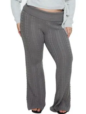 PRINCESS POLLY Princess Polly Baleigh Cable Stitch Foldover Flare Pants