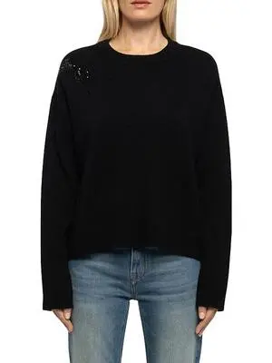 Zadig&Voltaire Markuz Crewneck Wool & Cashmere Sweater With Beaded Snake Detail - Black