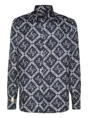 BILLIONAIRE Silk Gold Cut Shirt Bb Monogram - Navy