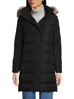 LANDS' END Petite 600 Fill Power Down Puffer Coat - Black