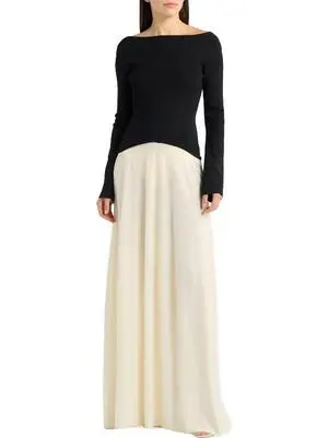 SOLID & STRIPED Solid & Striped The Ambrio Bateau Neck Long Sleeve Maxi Dress