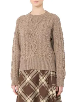 MAX MARA Weekend Max Mara Virgin Wool Cable Knit Crewneck Sweater