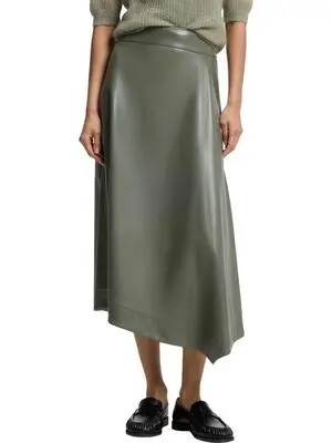 BOSS BOSS Ventara Faux Leather Asymmetrical Hem Midi Skirt