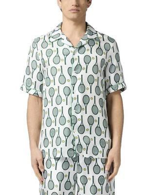 Philipp Plein Silk Bowling Shirt Tennis - White