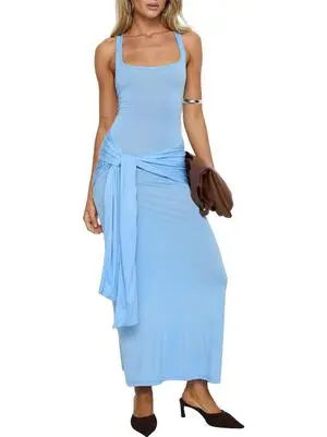 Princess Polly Madisa Racerback Maxi Dress With Front Sash - Blue