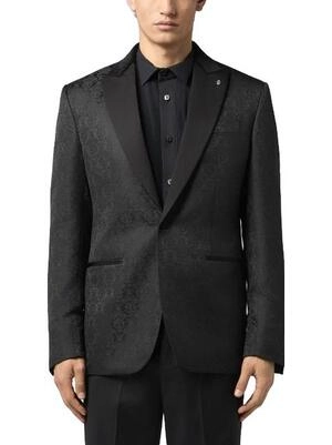 BILLIONAIRE Jacquard Brocade Blazer - Black