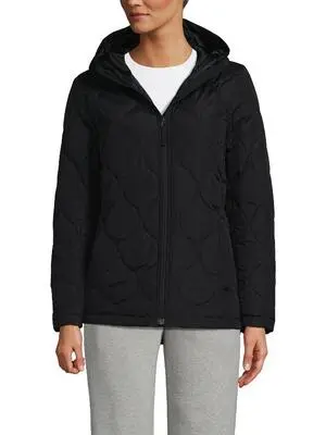 LANDS' END Tall Feather-free Quilted Insulated Jacket With Hood - Black