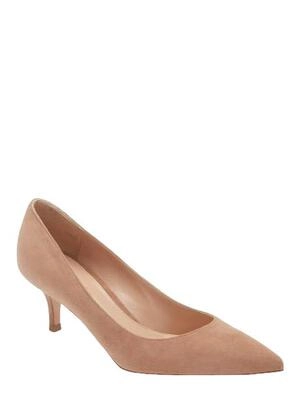 GIANVITO ROSSI Kitten Heel Pointed Toe Pumps - Praline