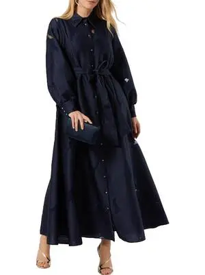 Marina Rinaldi Jacquard Shirtdress - Navy