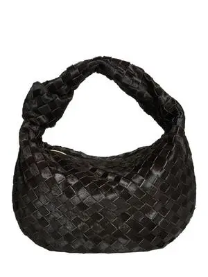 Bottega Veneta Jodie Intrecciato Genuine Calf Hair Hobo Bag - 2004 Dark Bison-gold
