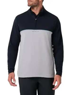 Travis Mathew Fibercloud Colorblocked Quarter Zip Pullover - Black