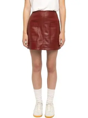 Zadig&Voltaire Jaime Leather Miniskirt - Cherry
